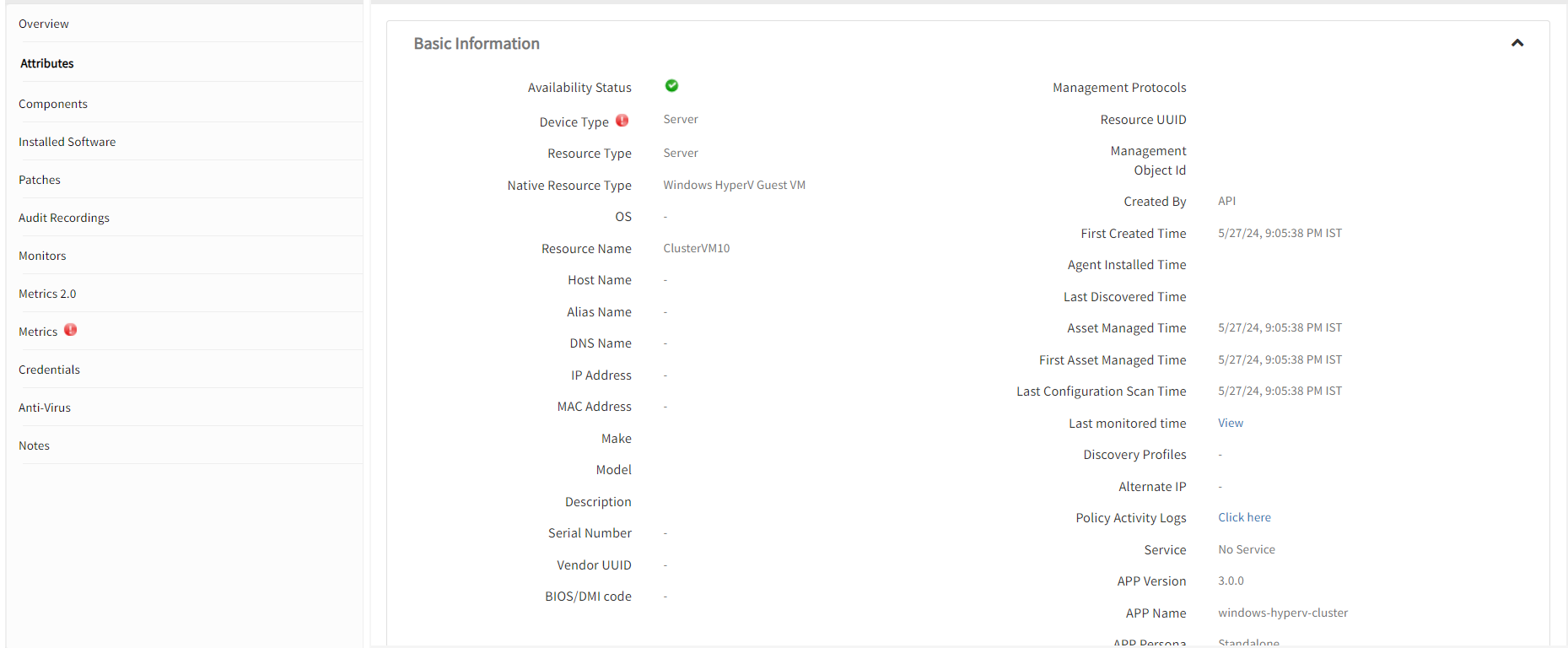 Windows Hyper-V Cluster | OpsRamp Documentation